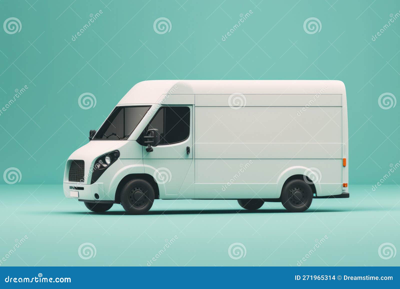 White Cargo Van. Isolated on Solid Color Studio Background. Side View ...