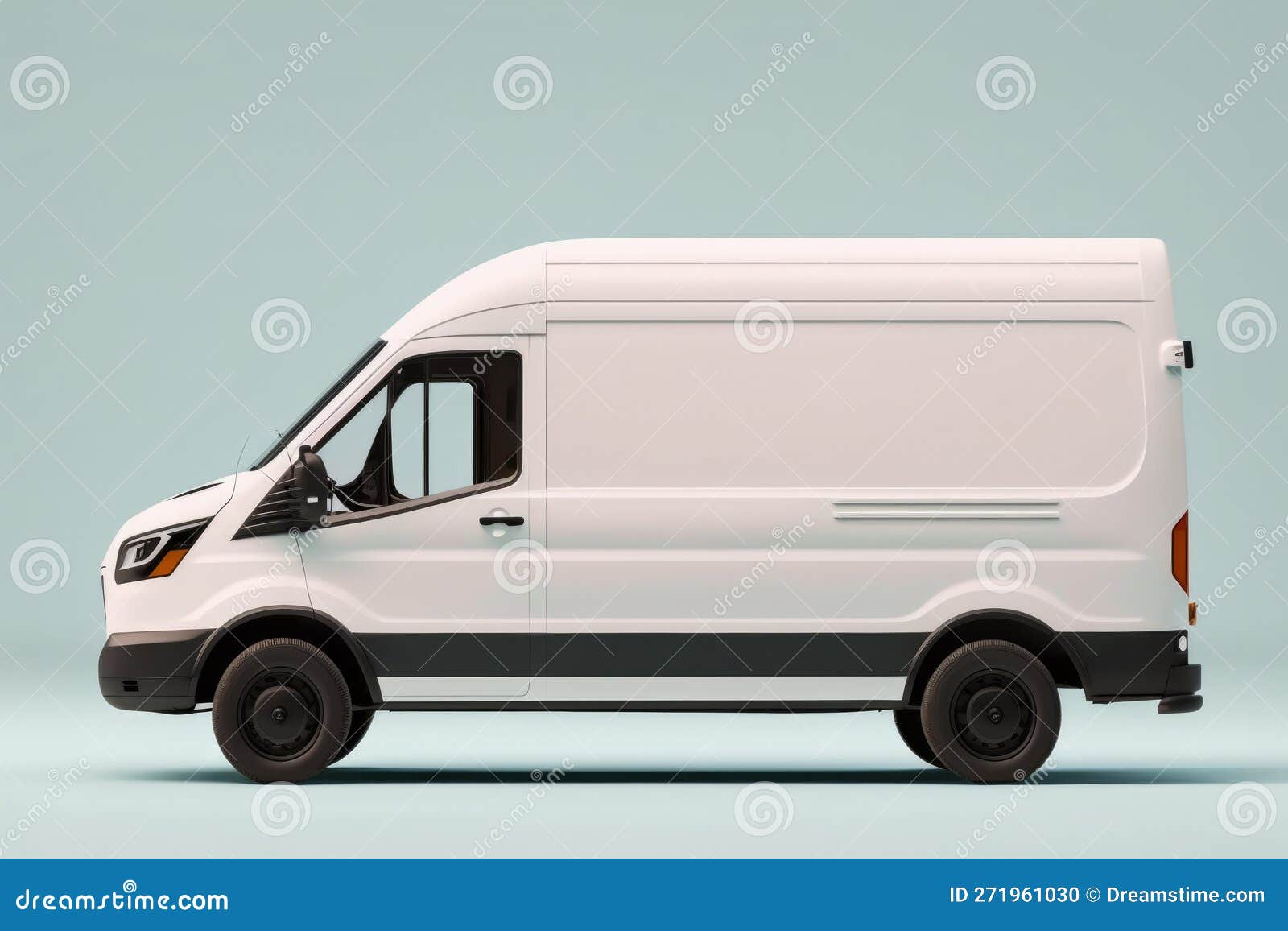 White Cargo Van. Isolated on Solid Color Studio Background. Side View ...