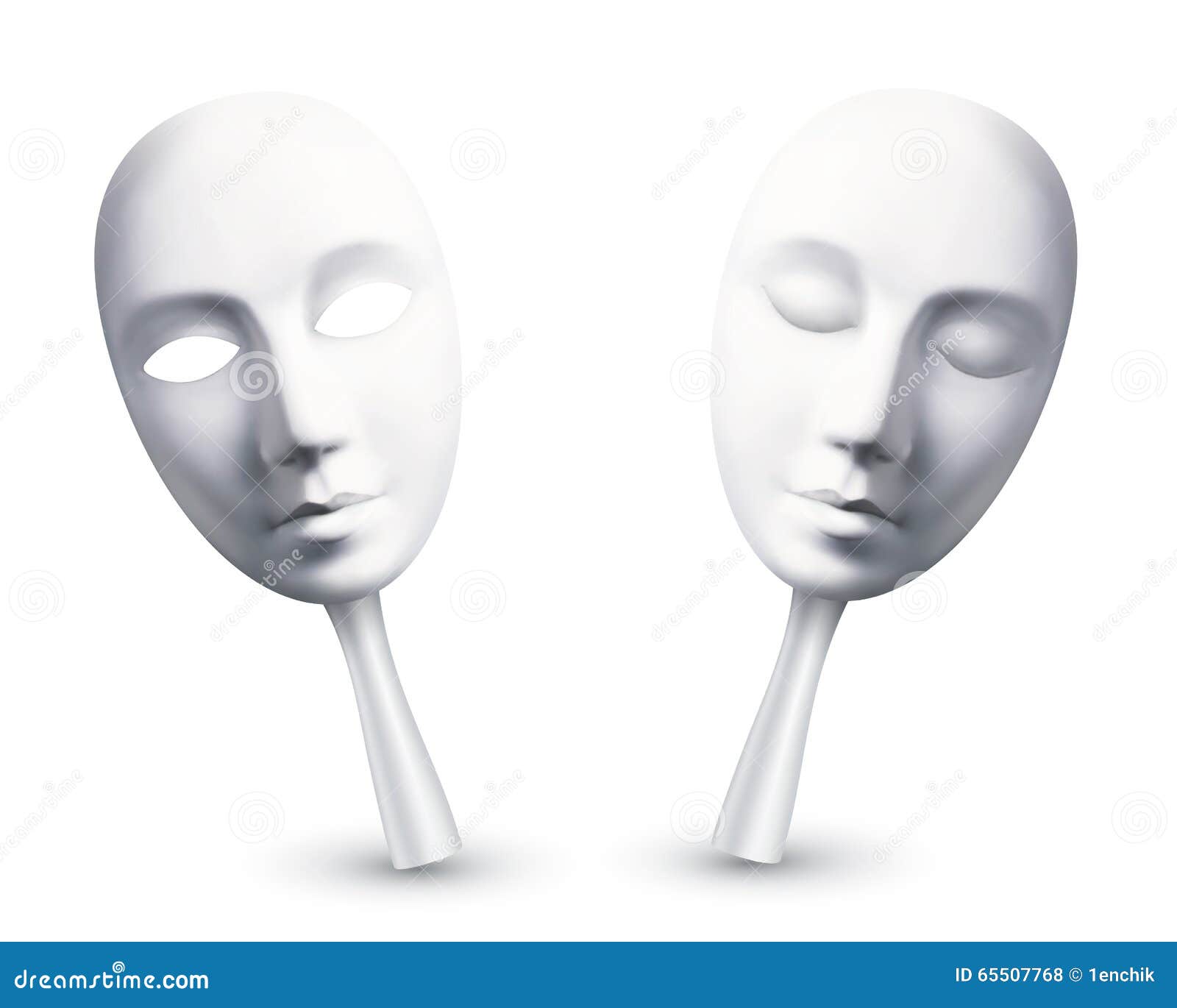 White Carnival Masks with Open and Closed Eyes Stock Vector ...
