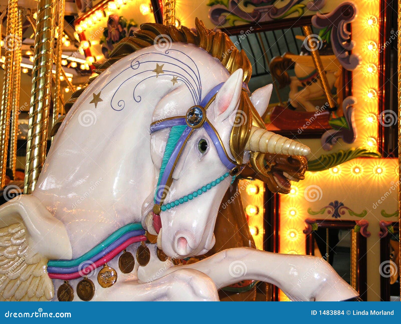 White Carousel Unicorn stock photo. Image of white, relax - 1483884