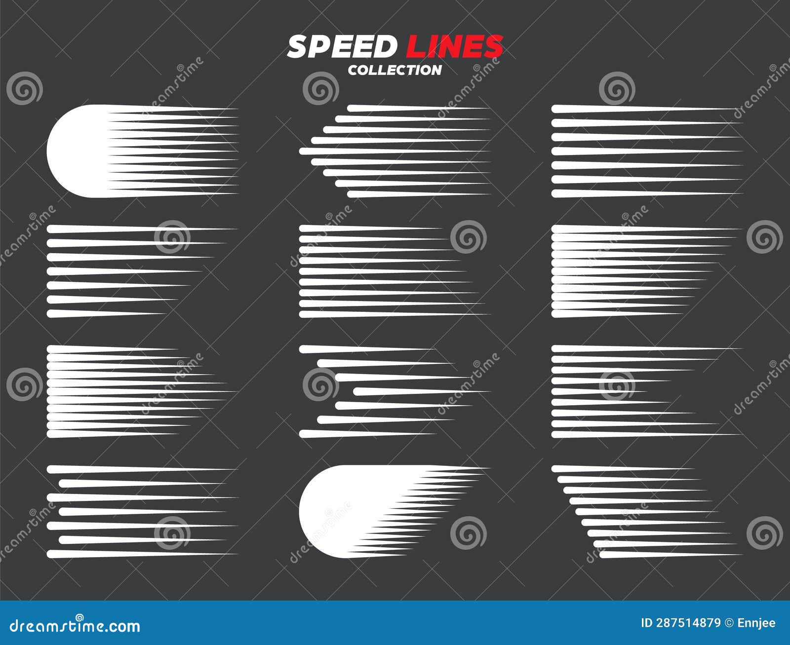 White Cartoon or Comic Speed Lines with Round Corners. Simple Line with ...