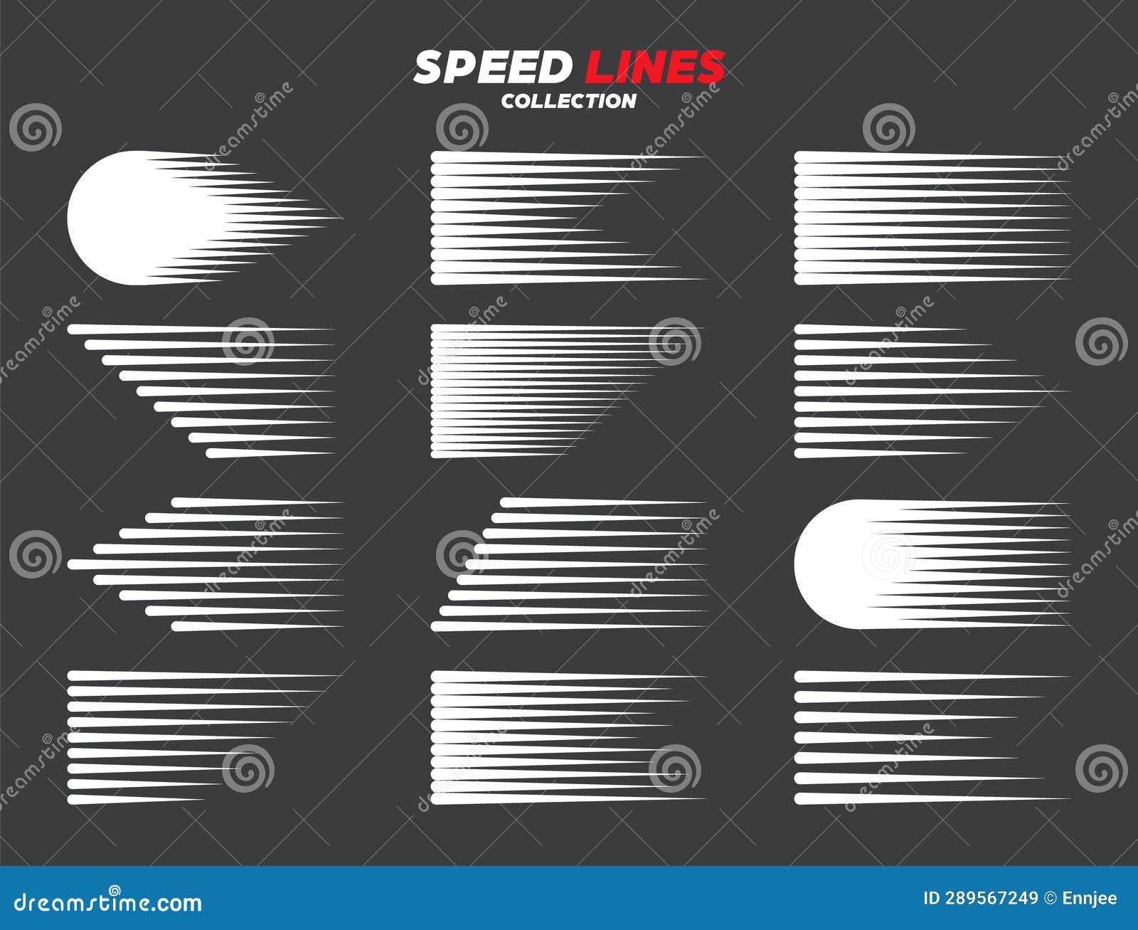 White Cartoon or Comic Speed Lines with Round Corners. Simple Line with ...