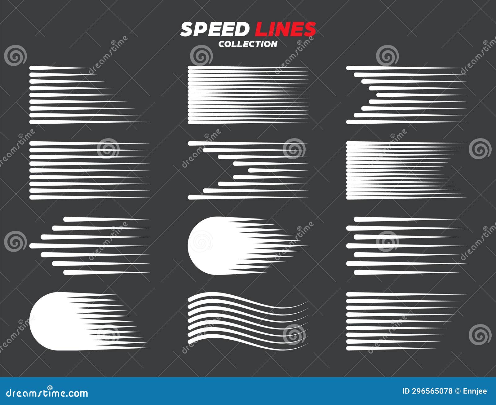 White Cartoon or Comic Speed Lines with Round Corners. Simple Line with ...