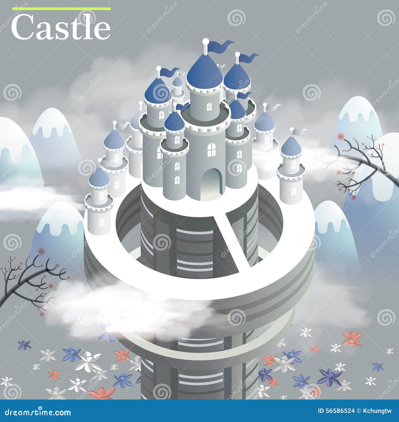 The White Castle Cartoon Vector | CartoonDealer.com #44551743