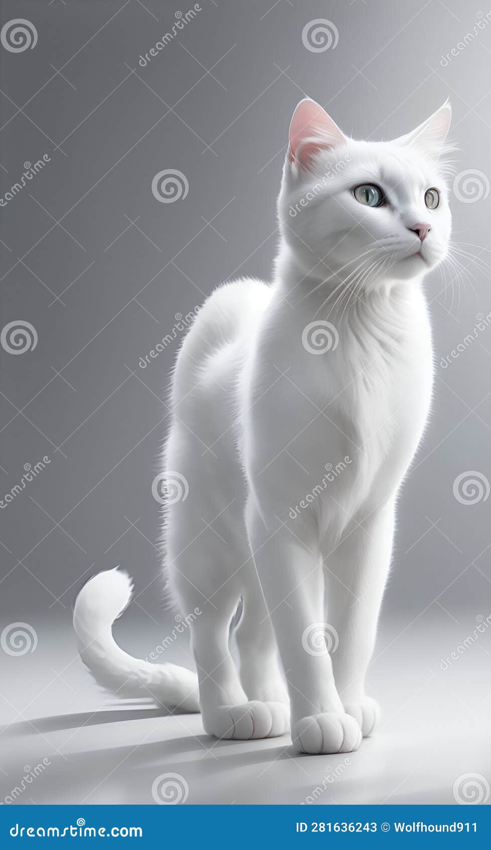 White Cat on a Grey Background. Generative AI Stock Illustration ...