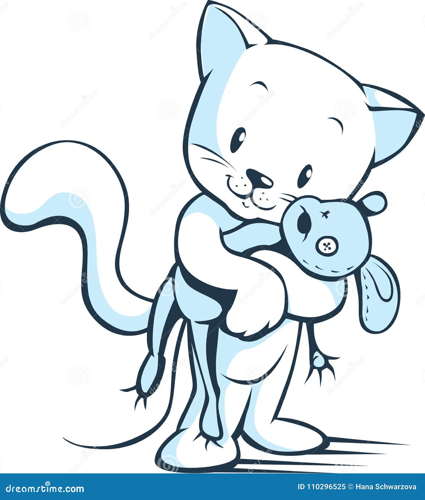 White Cat with Mouse Toy Cute Vector Illustration Stock Vector ...