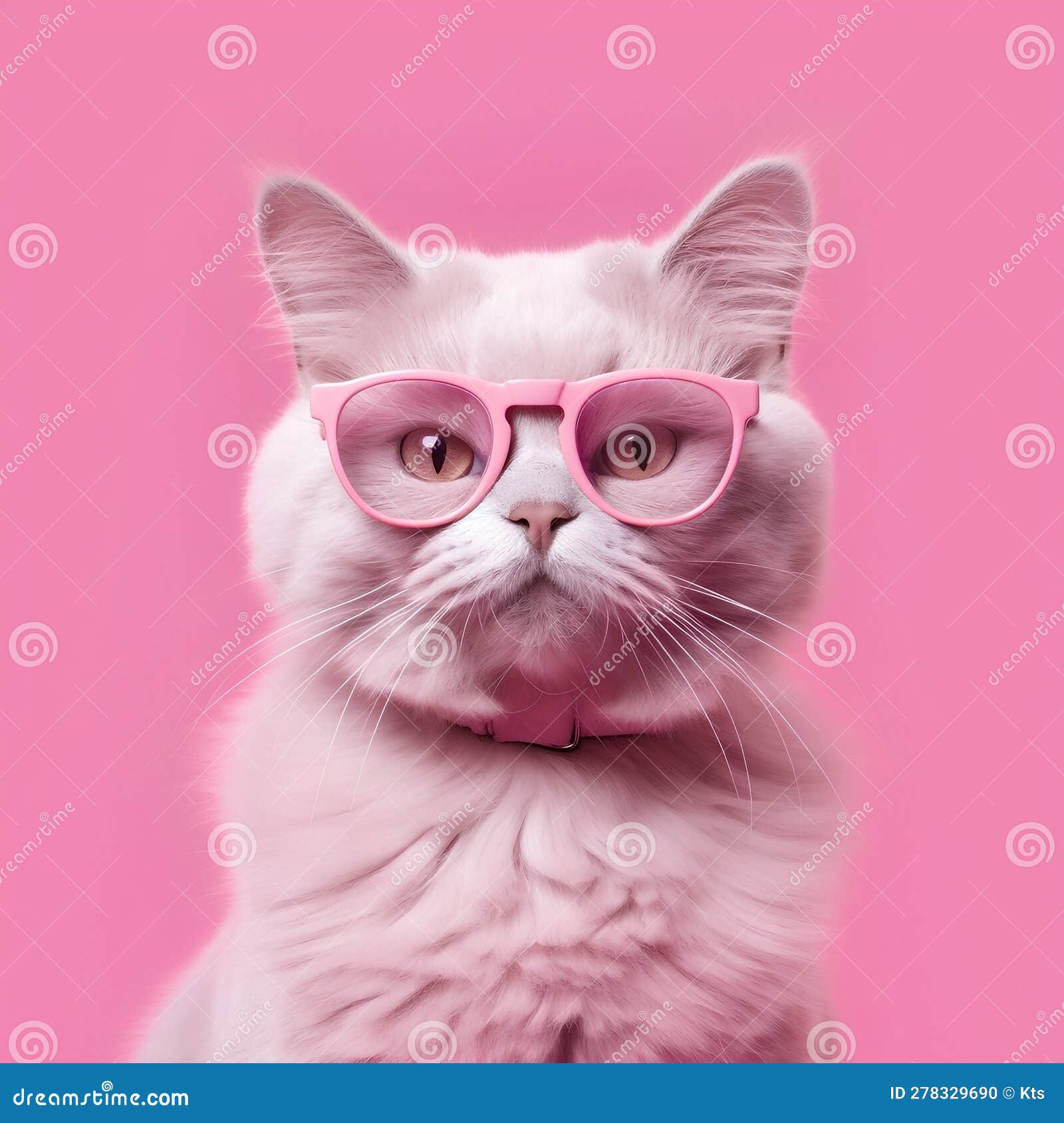 White Cat in Pink stock illustration. Illustration of accessories ...