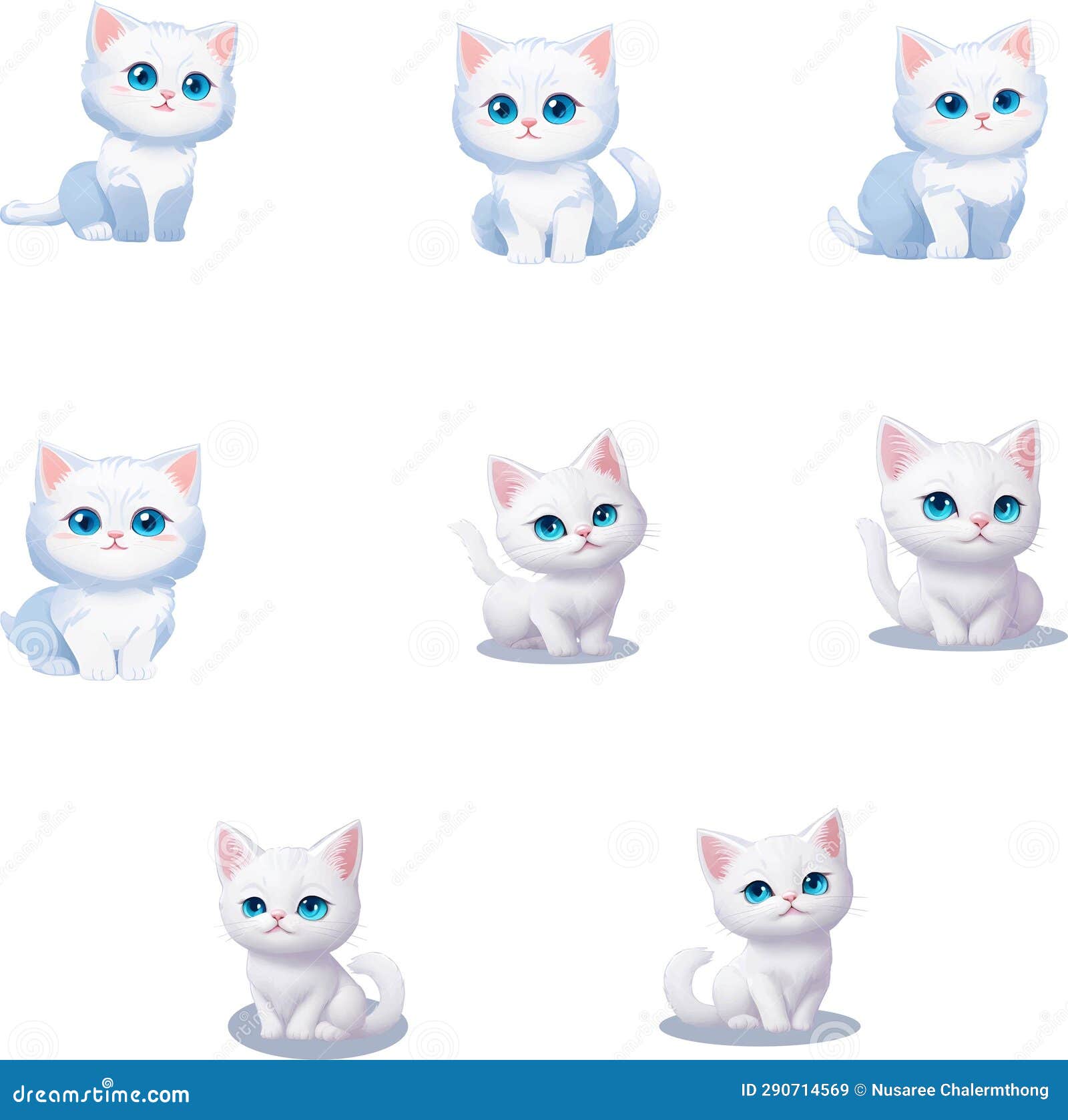 White Cat Sit Down Vector Illustration Stock Vector - Illustration of ...