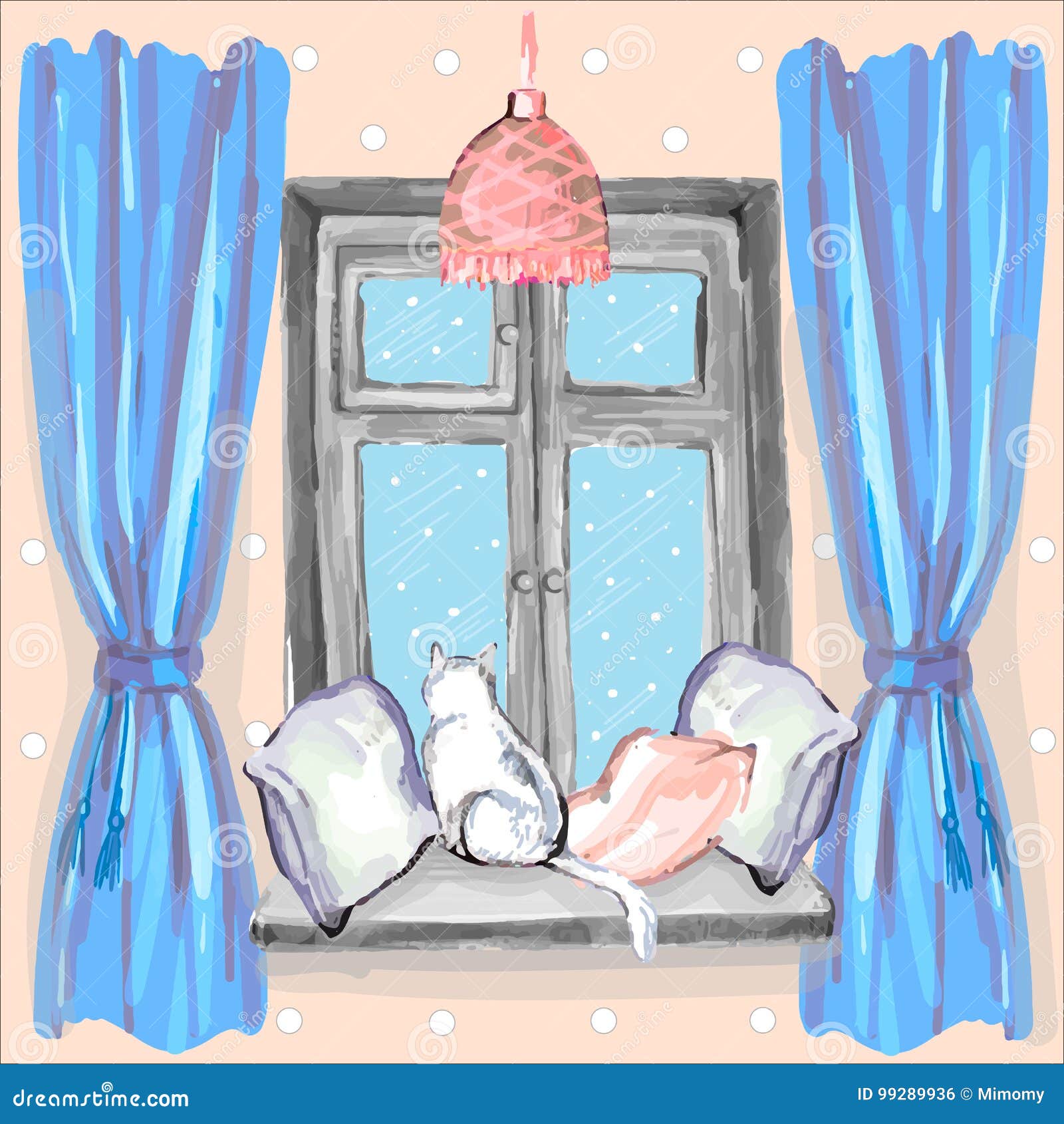 Cat on the window stock vector. Illustration of object - 99289936