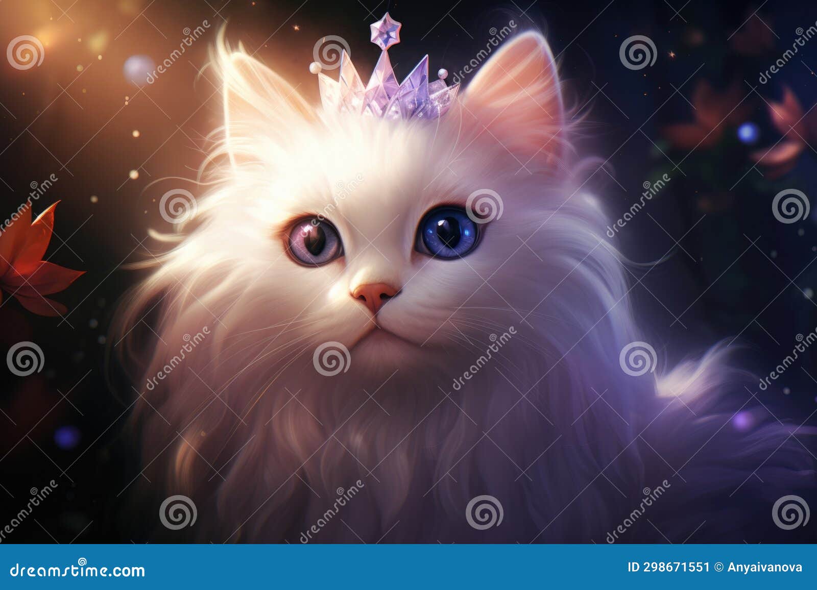A White Cat with a Tia on Its Head Stock Illustration - Illustration of ...