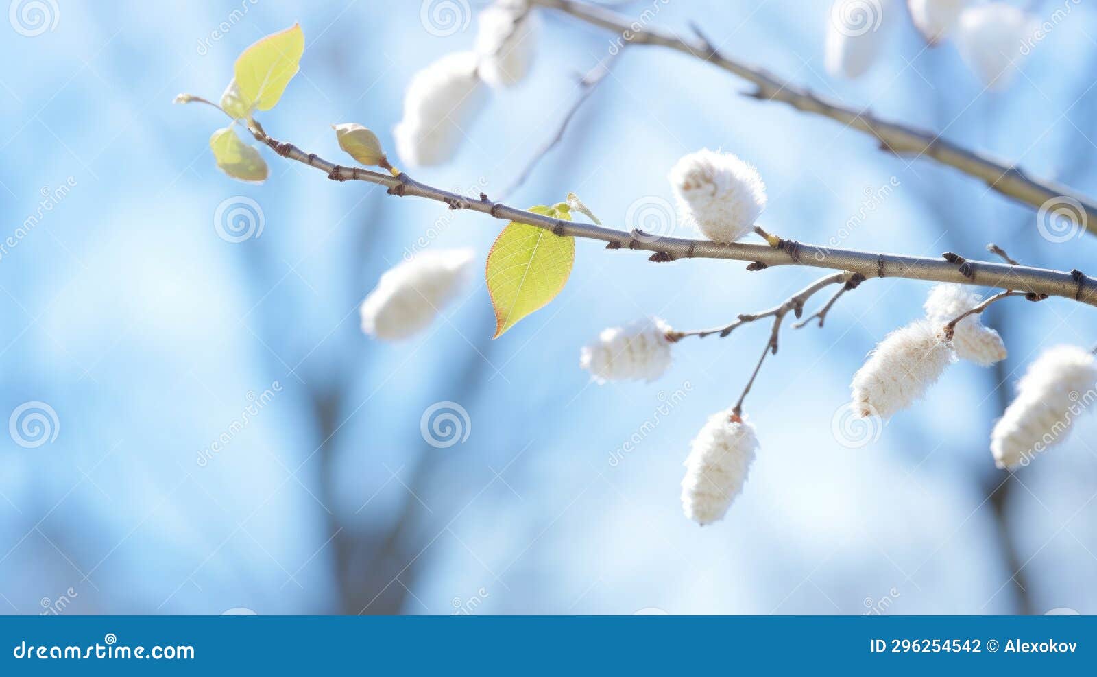 White Catkins on the Branches of a Willow Tree in Spring Generative AI ...