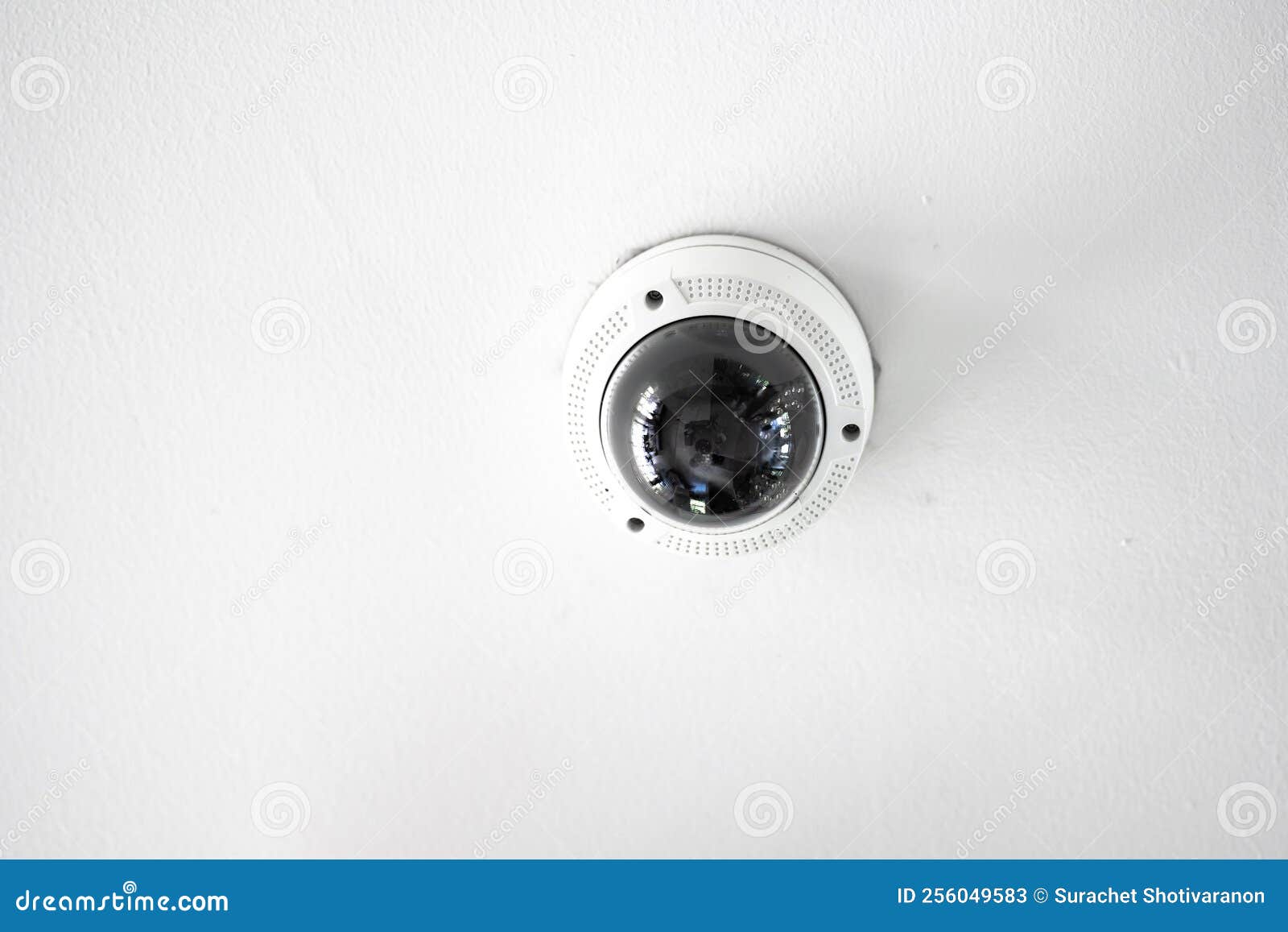 White CCTV with Acrylic Glass Dome Cover Camera Len in the Centre ...