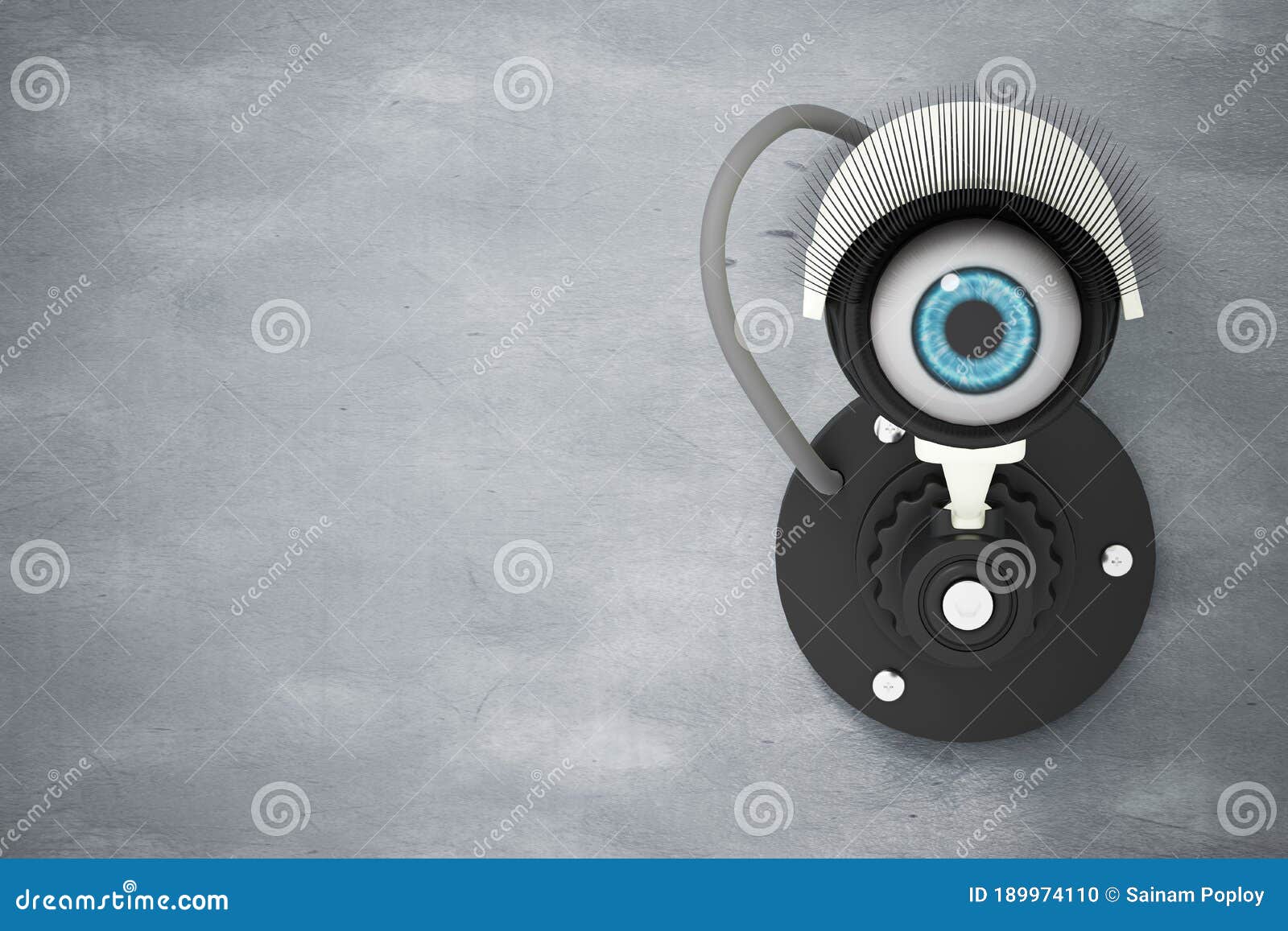 The White CCTV System Installed on the Cement Wall with the Eyes ...