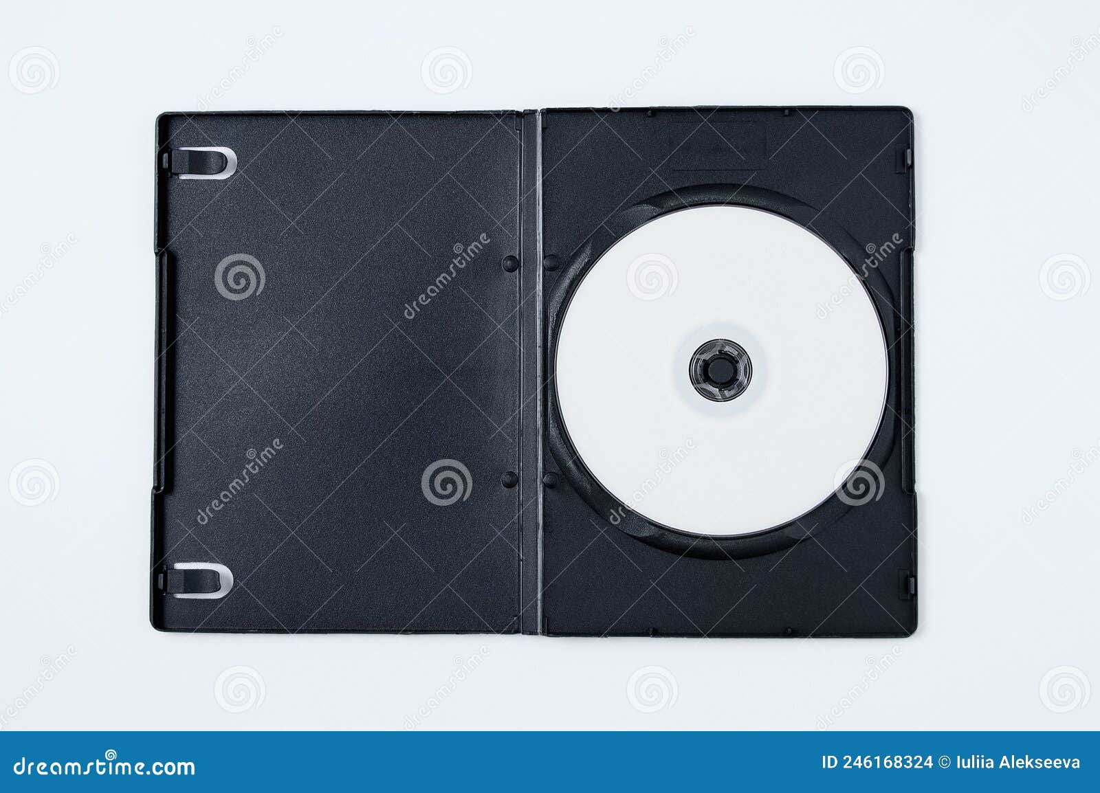 White CD in Black Rectangular Plastic Box. White Background Stock Photo ...