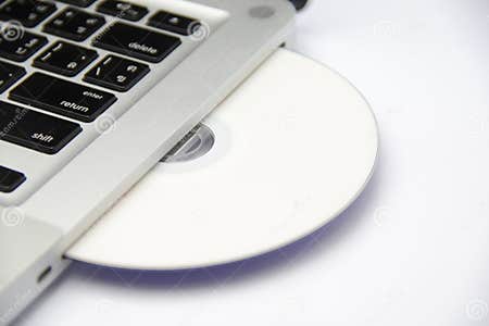 White Cd or Dvd Disk in Laptop Stock Image - Image of business, disc ...