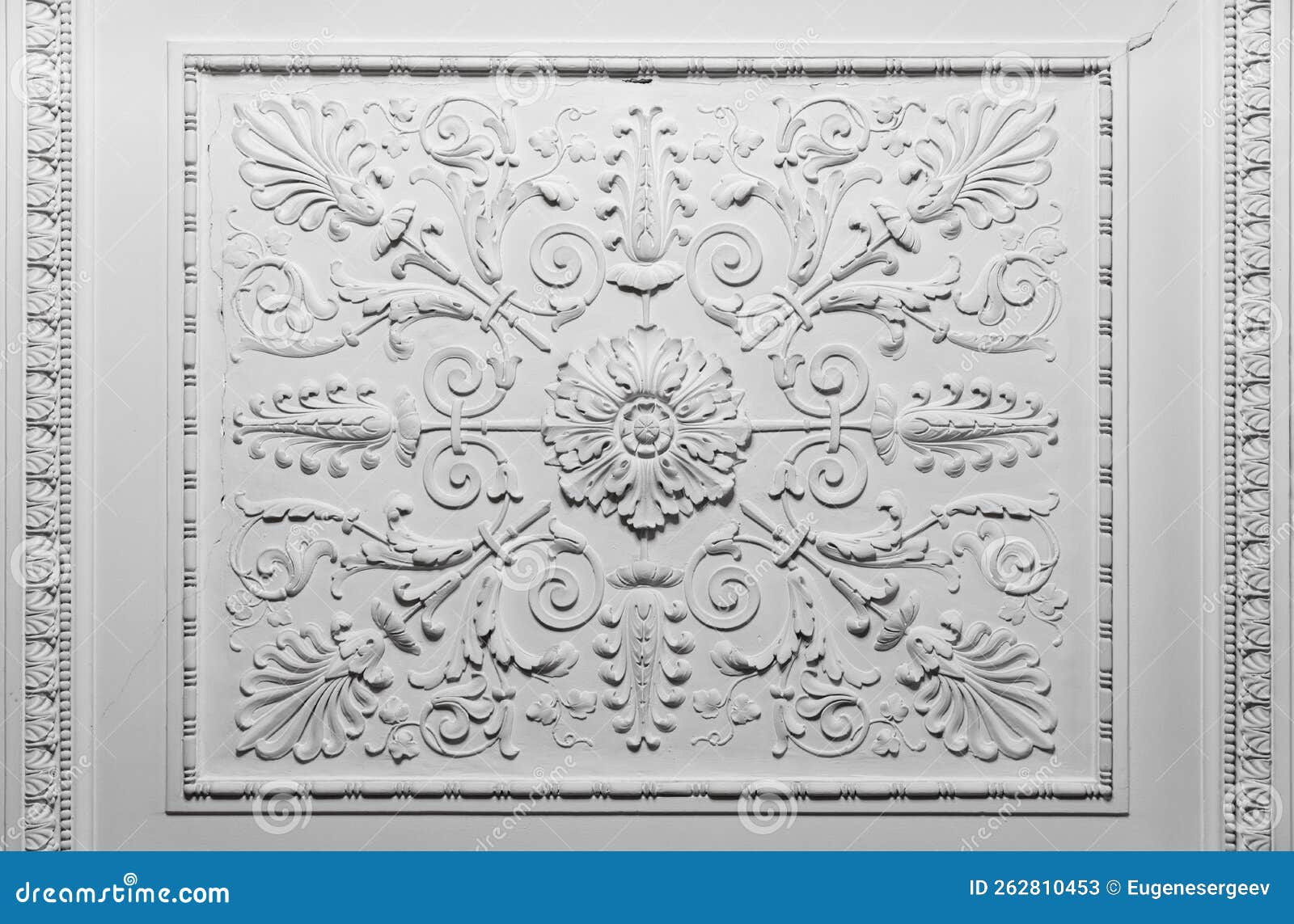 White Ceiling Design in Rococo Style, Classic Architecture Stock Image ...