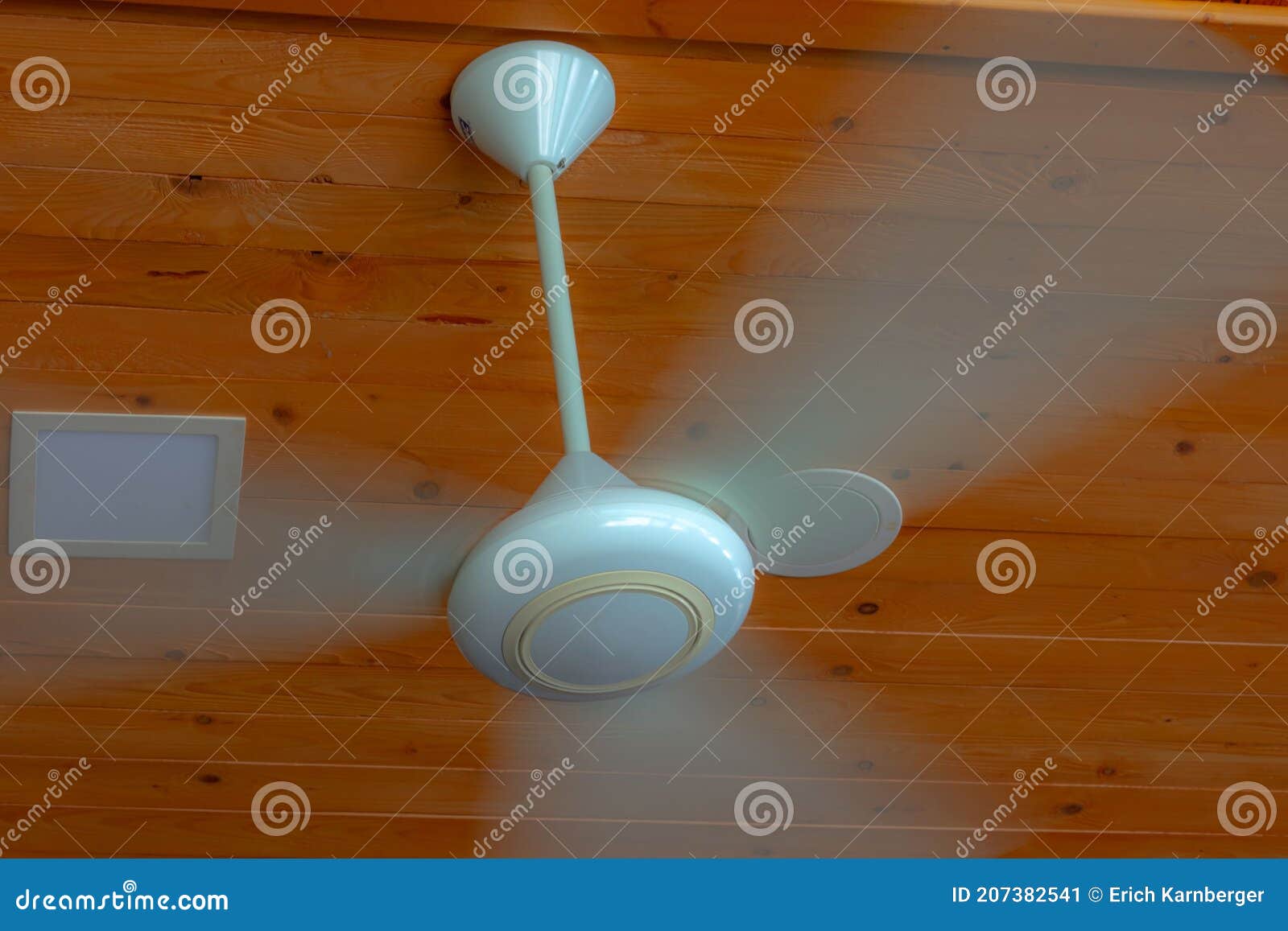 White Ceiling Fan in Motion Stock Image - Image of cool, interior ...