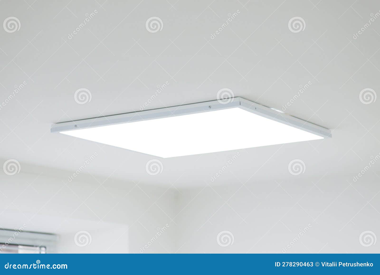 White Ceiling with LED Panel Lamp Stock Image - Image of space, light ...