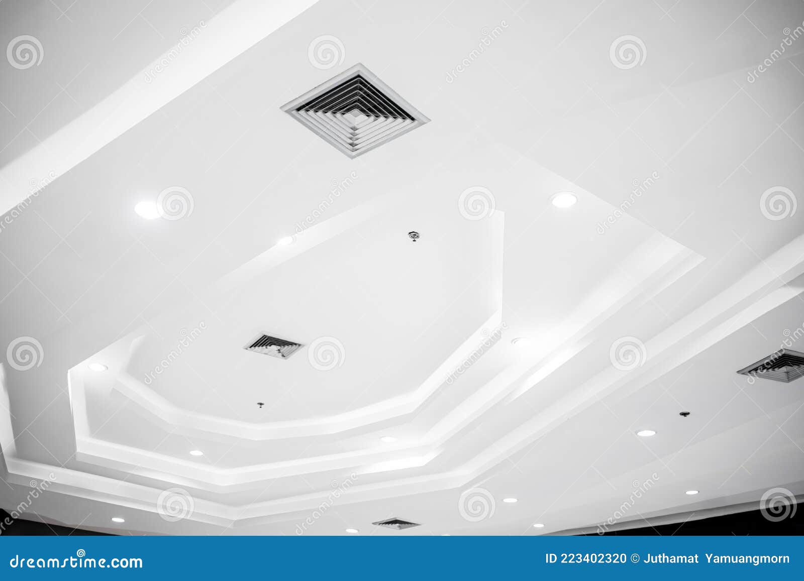 White Ceiling with Lights and Bulbs Details Decorated in White and ...