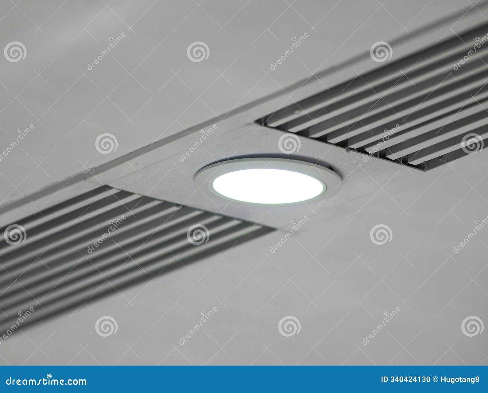 White Ceiling with a Poorly Mounted Built-in Round Led Light in a Panel ...