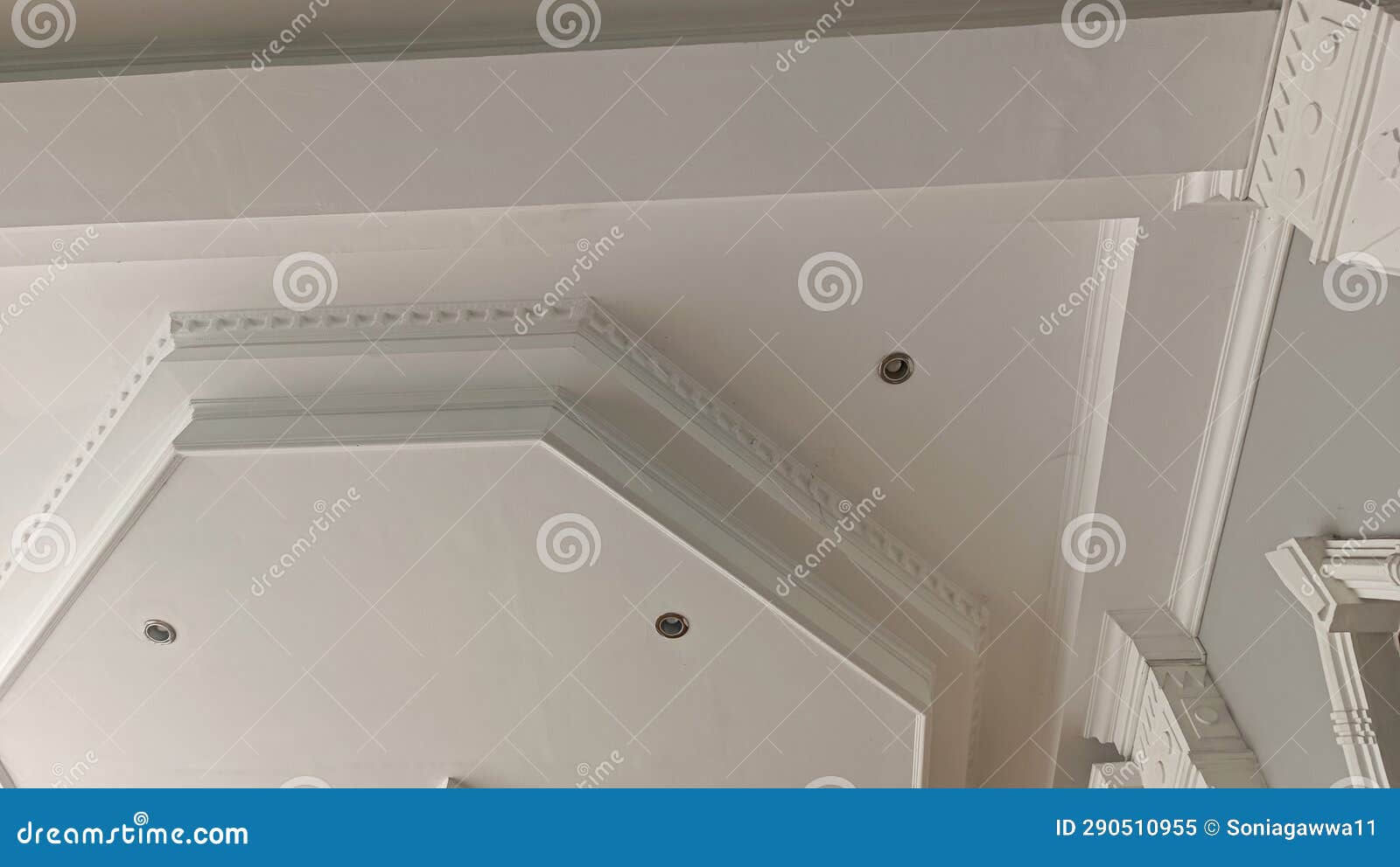 White Ceiling Structure in a Classic Style Building with Hexagonal ...