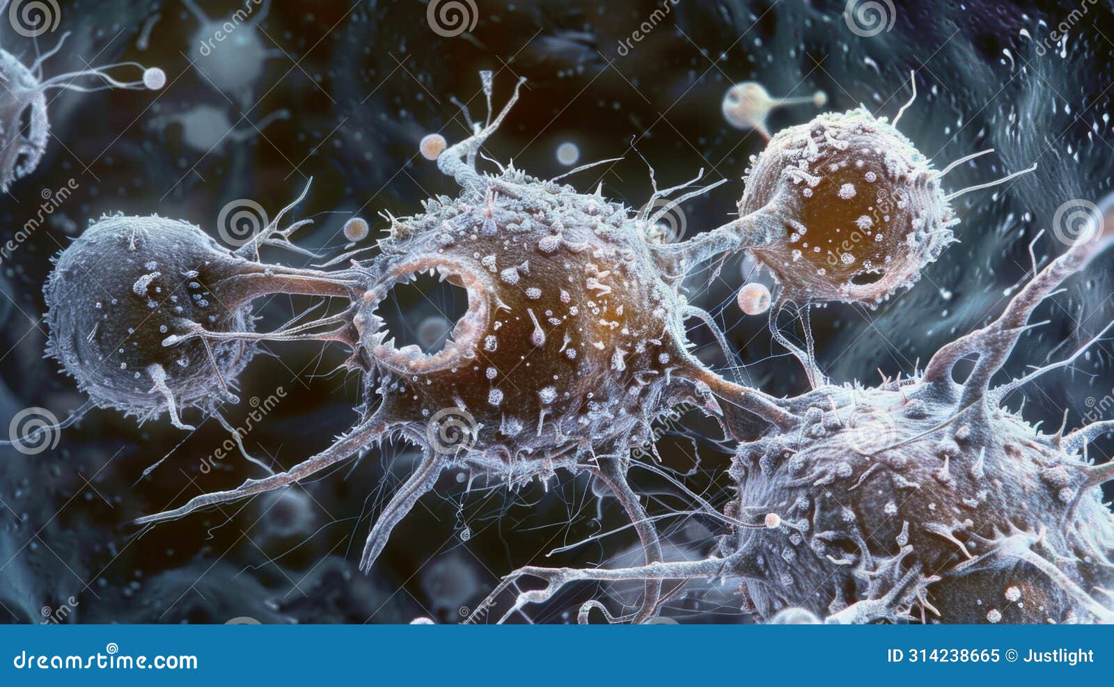 A of White Cells Each with a Distinct Nucleus and Surrounded by ...