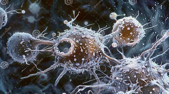 A of White Cells Each with a Distinct Nucleus and Surrounded by ...