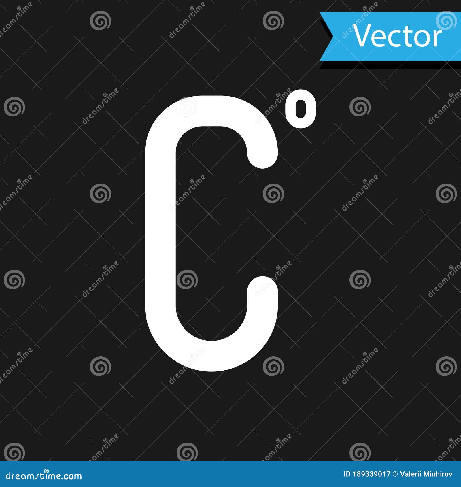 White Celsius Icon Isolated on Black Background. Vector Illustration ...