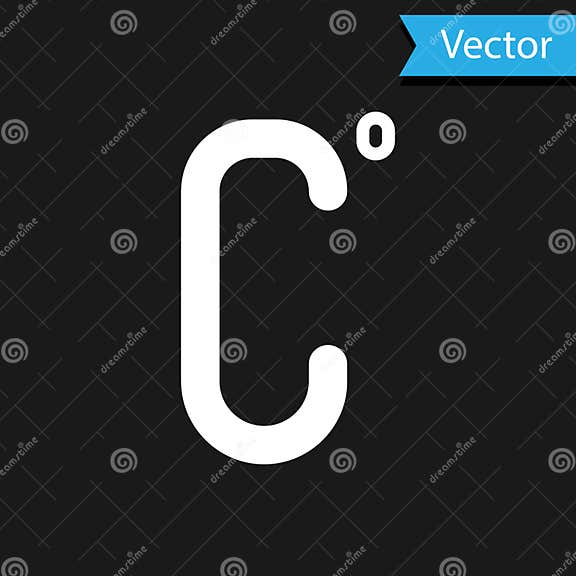 White Celsius Icon Isolated on Black Background. Vector Illustration ...