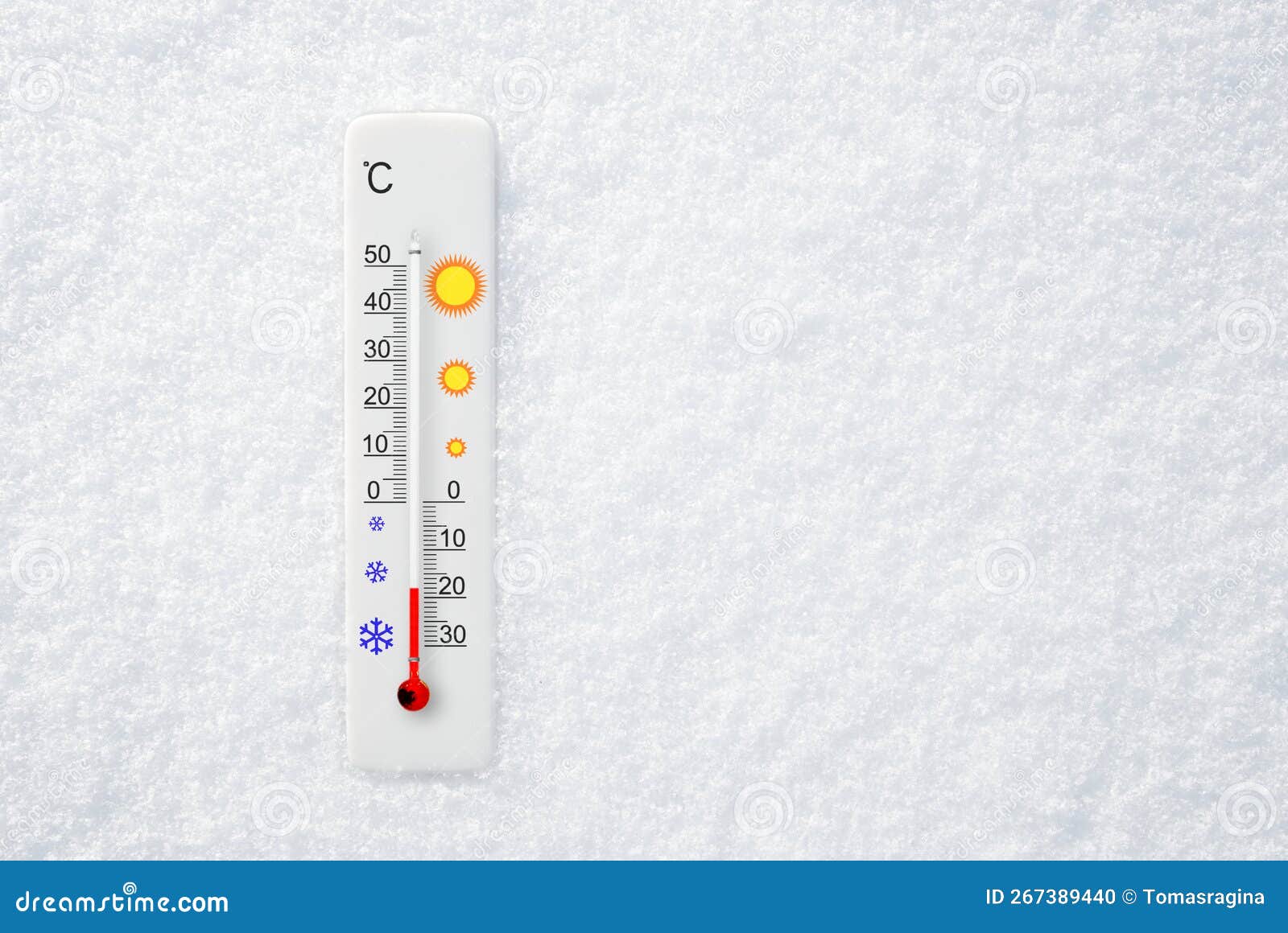 White Celsius Scale Thermometer in Snow. Ambient Temperature Minus 18 ...