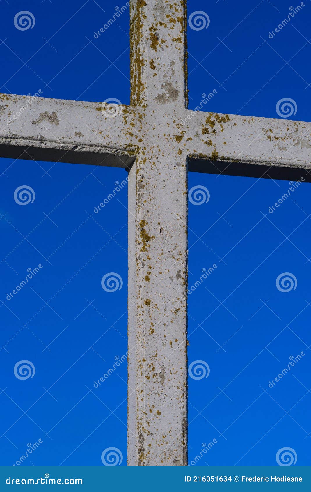 White Cement Cross on Blue Sky Stock Photo - Image of crucifix ...