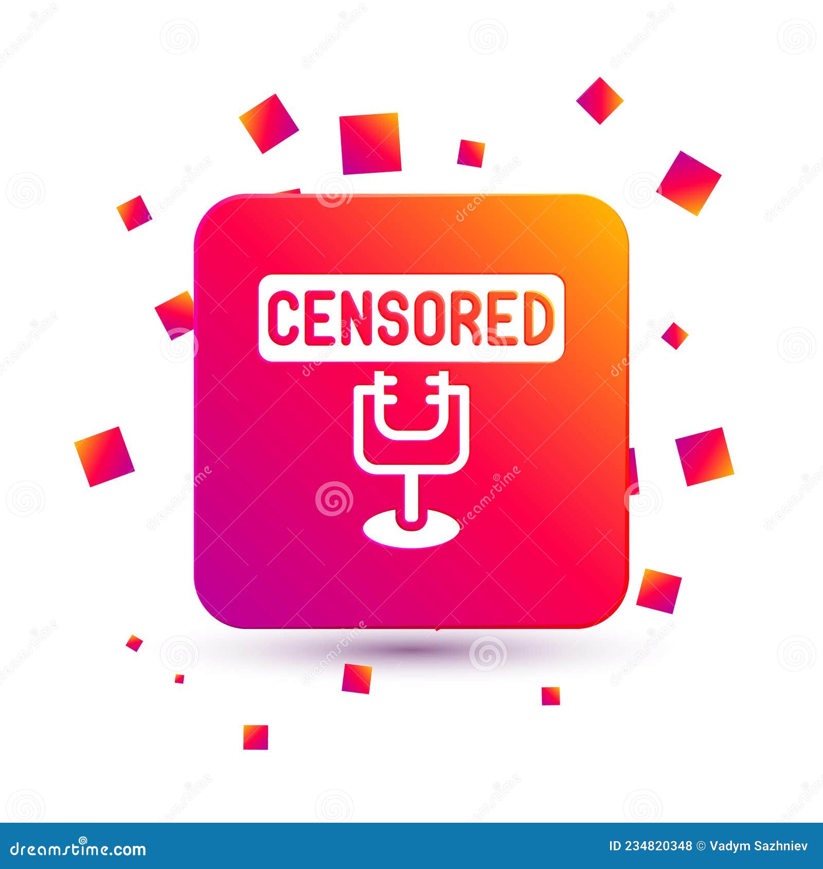 White Censored Stamp Icon Isolated on White Background. Square Color ...