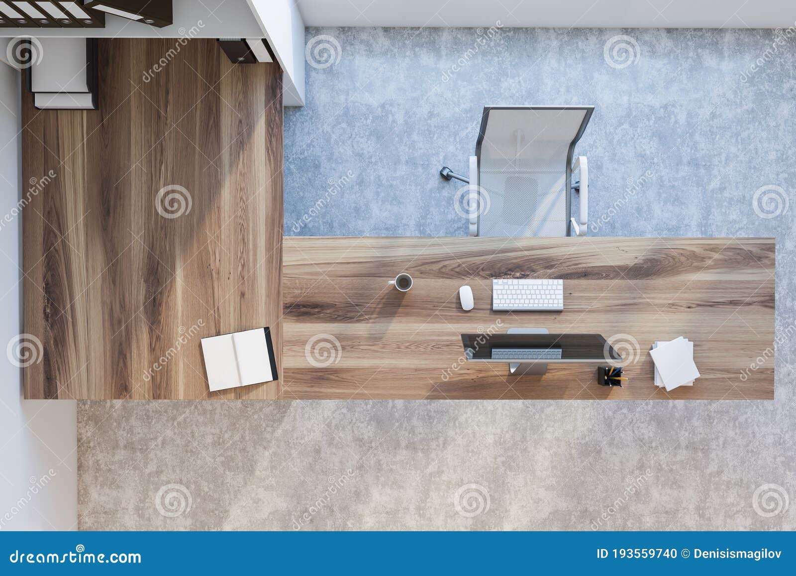 White CEO Office Interior, Top View Stock Illustration - Illustration ...