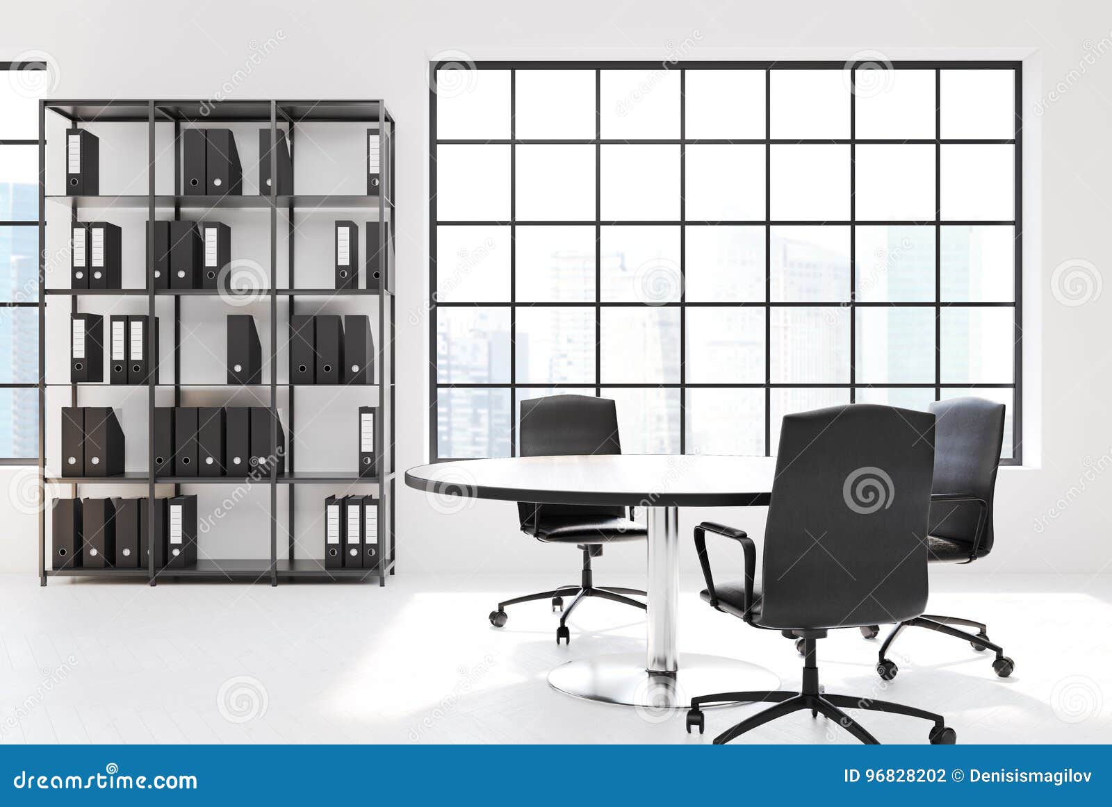 White CEO Office, Round Table Stock Illustration - Illustration of ...