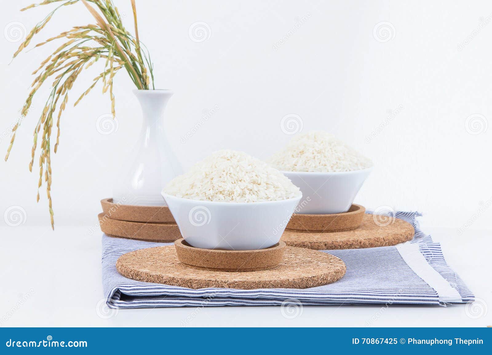 White Ceramic Bowl Containing Rice. Stock Image - Image of selective ...