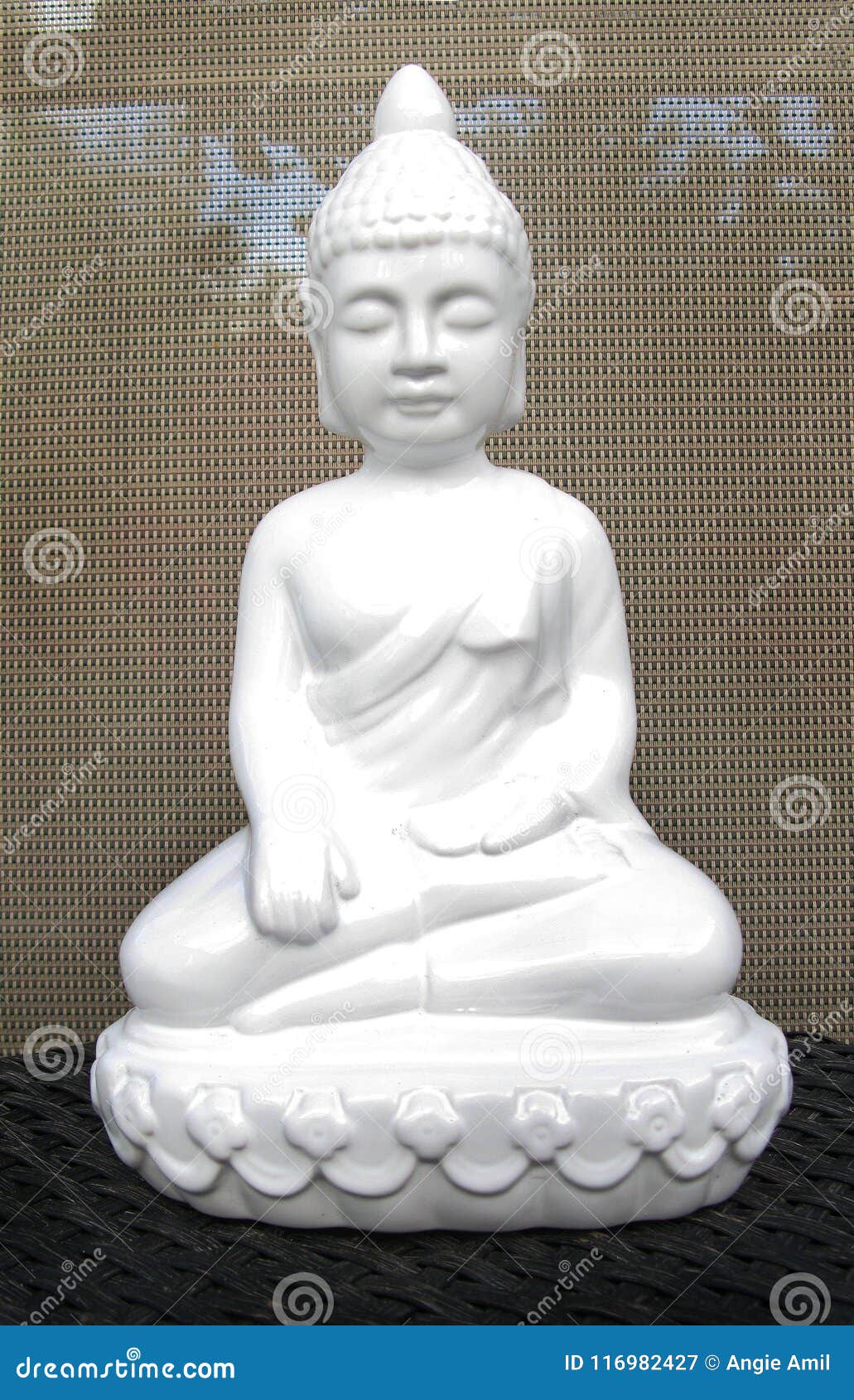 White Ceramic Buddha stock image. Image of mess, wall - 116982427