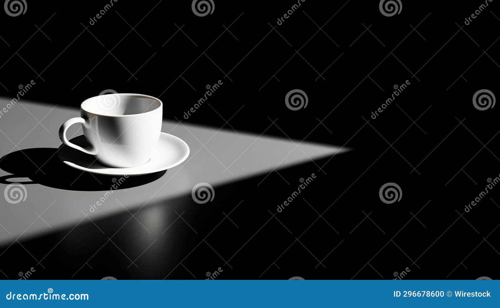 White Ceramic Cup on a Round Saucer Cast in a Deep Shadow, AI-generated ...