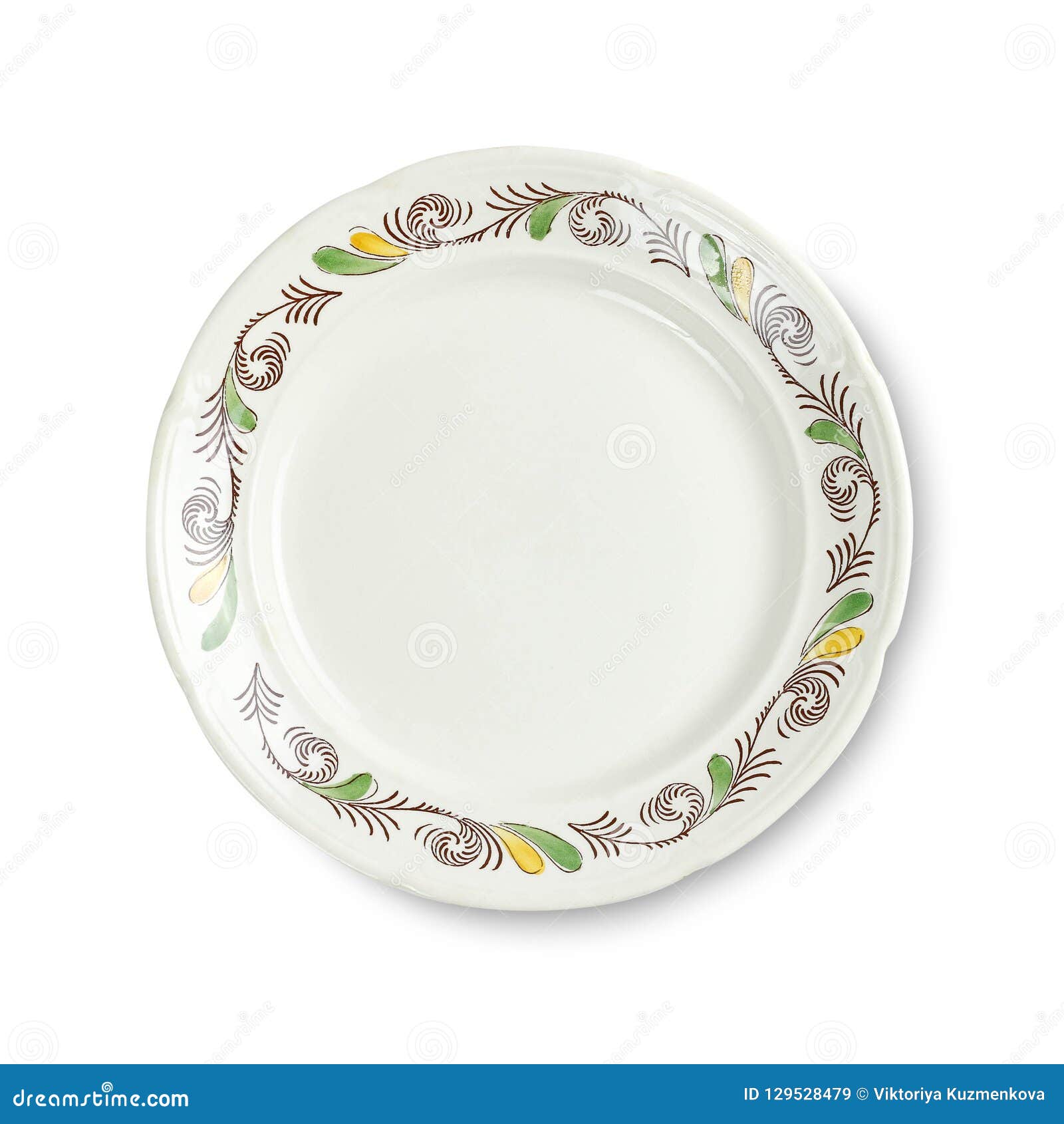 White Ceramic Plate Top View. Close Up Stock Image - Image of path ...