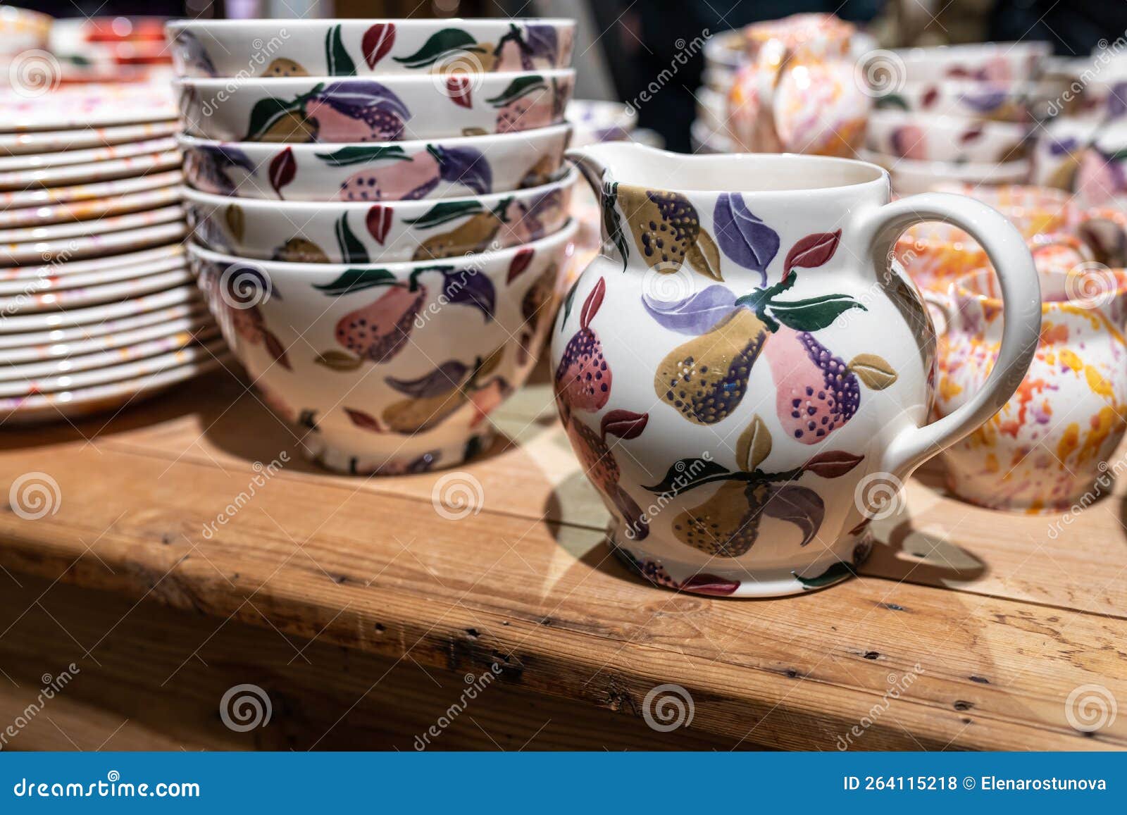 White Ceramic Plates on Shelf in a Store. Designer Ceramic Plates with ...