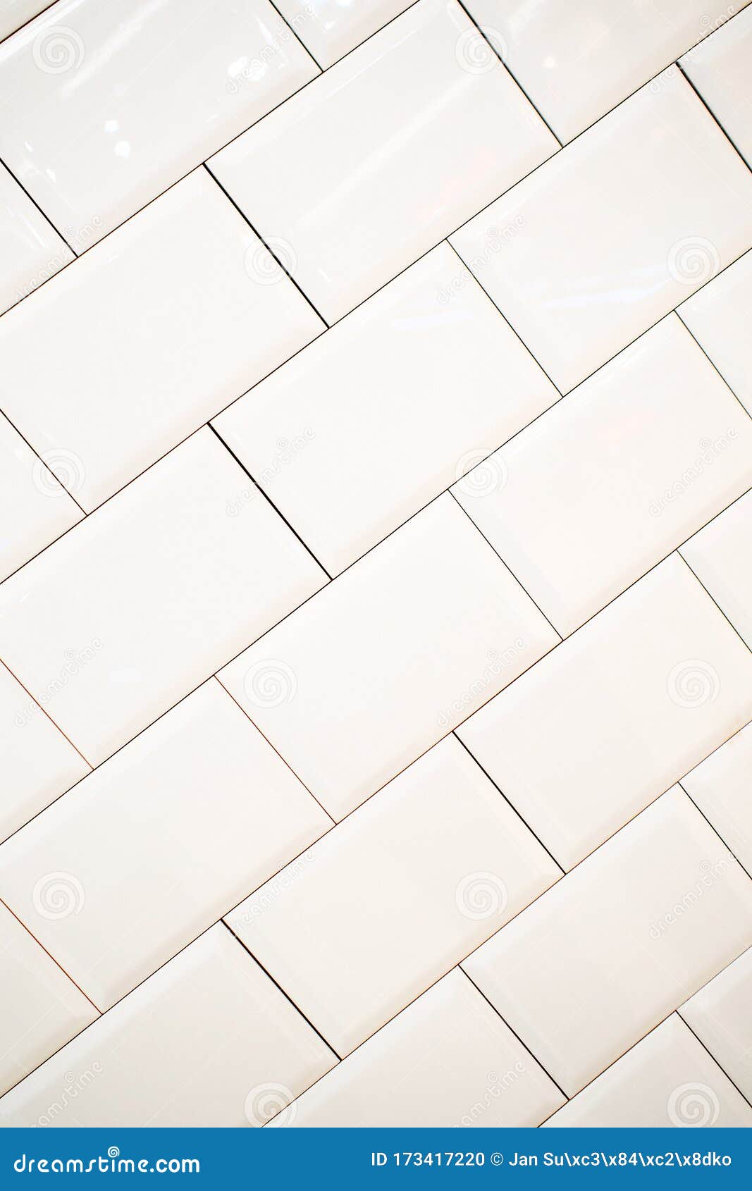 White Ceramic Rectangular Tiles in Diagonal Form Stock Photo - Image of ...