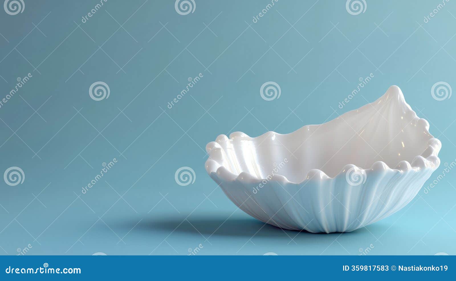 White Ceramic Seashell Bowl on Blue Background, Minimalist Design ...