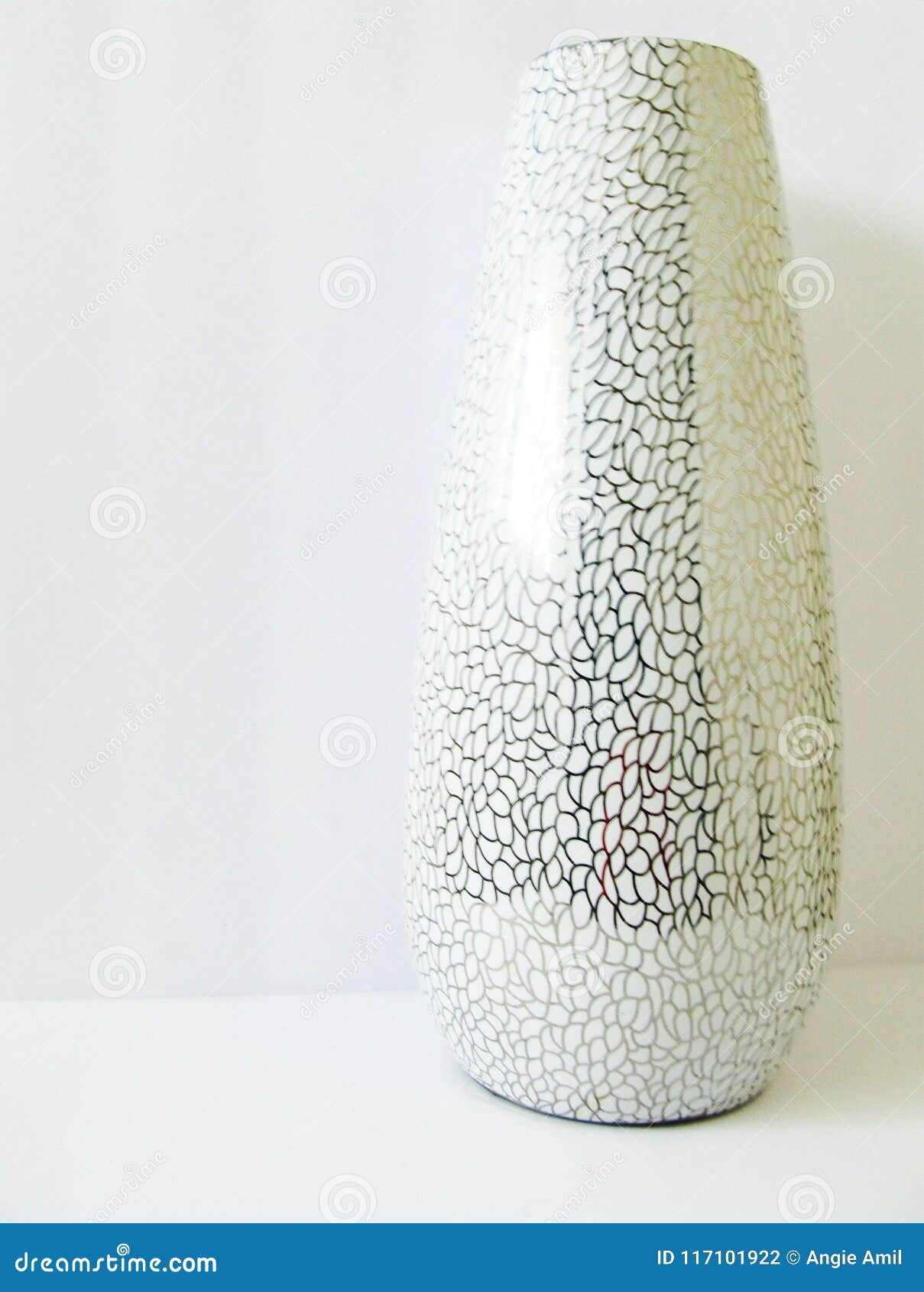 White Ceramic Tall Vase stock photo. Image of single - 117101922