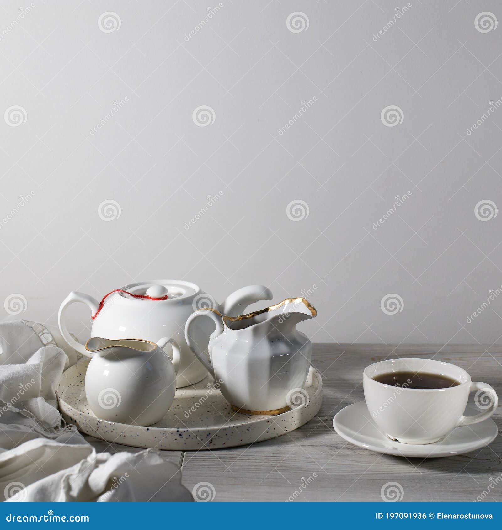 White Ceramic Tea Set on the Table Stock Photo - Image of cuisine ...