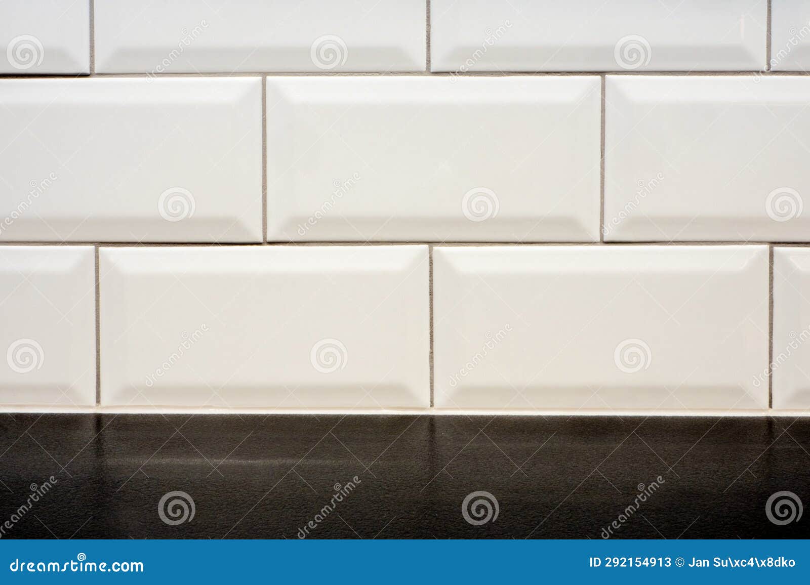 White Ceramic Textured Rectangle Tile Background with Black Floor Stock ...
