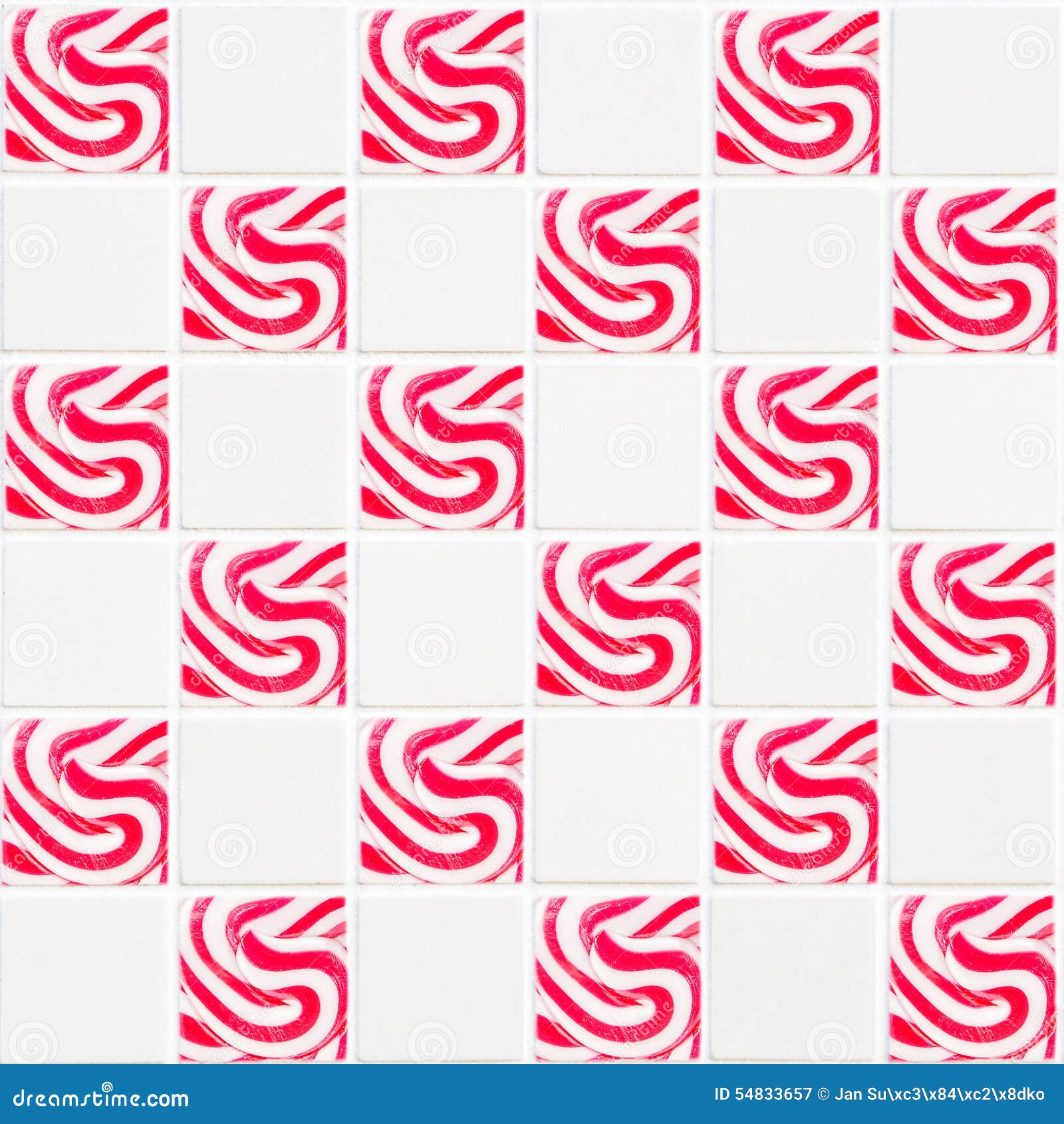 White Ceramic Tile in Square Form with Red Lollipop Pattern Stock Image ...