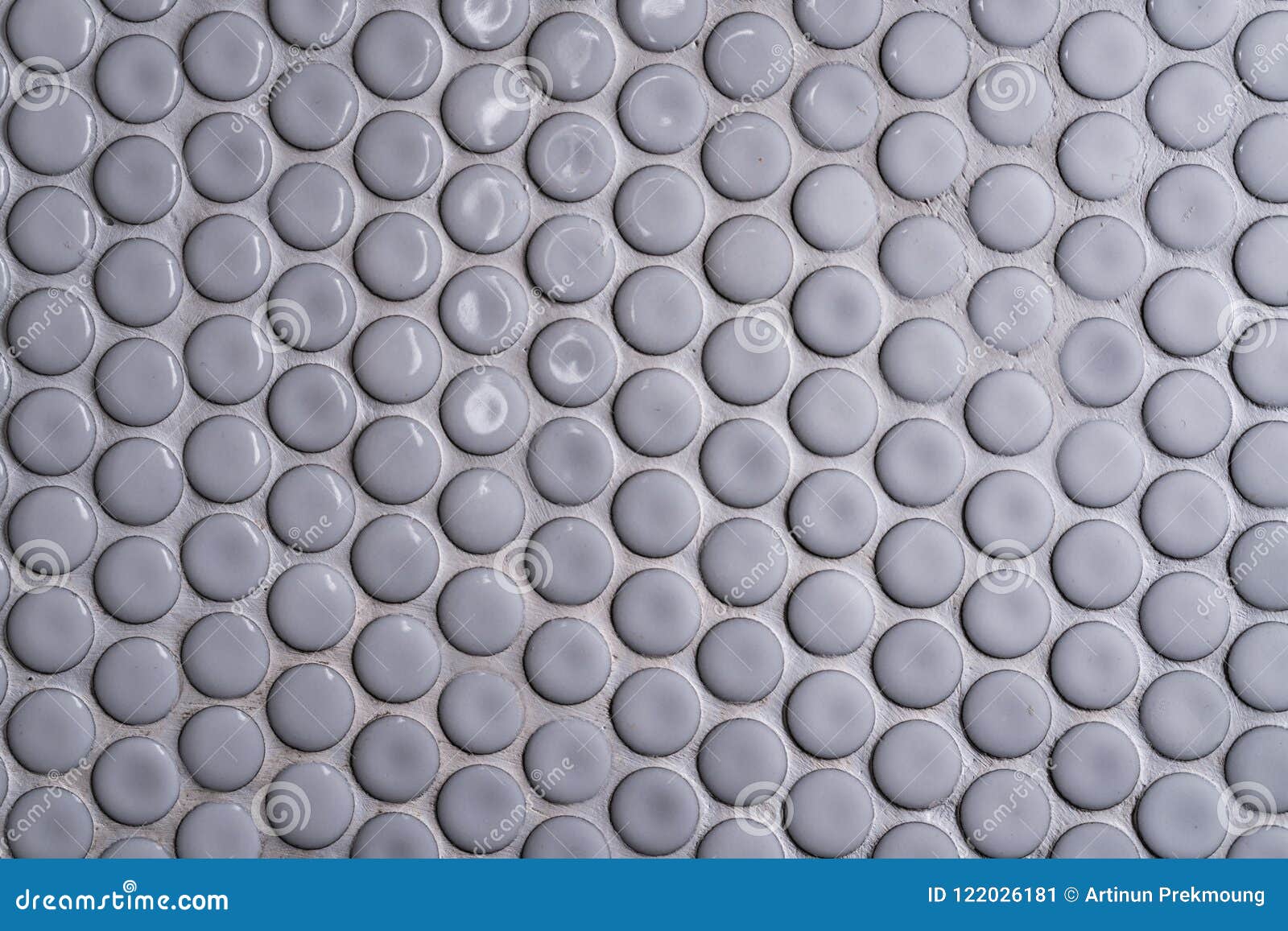 White Ceramic Tile Wall With Many Small Round Unique Pattern. Top View ...