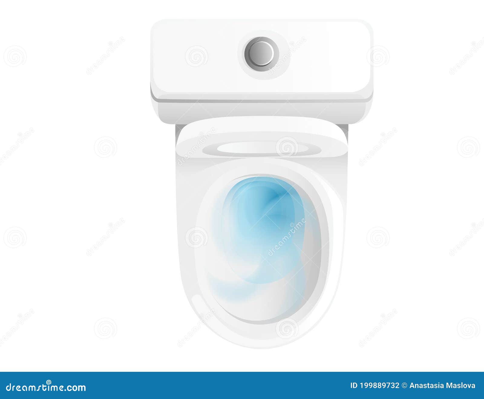 White Ceramic Toilet Bowl with Water Top View Realistic Vector ...