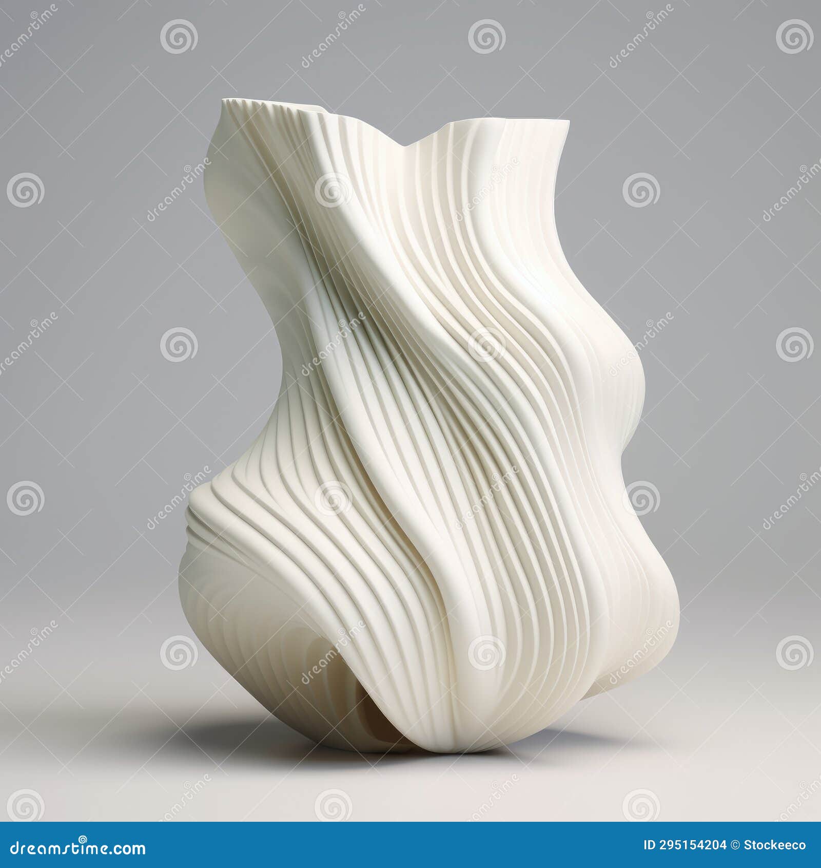 White Ceramic Vase with 3d Printed Wavy Sculpture Stock Illustration ...