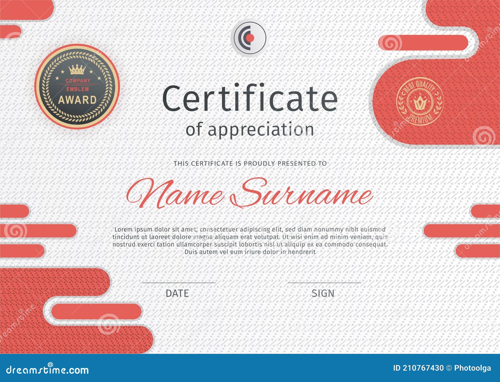 White Certificate and Modern Red Design Elements. Business Modern ...