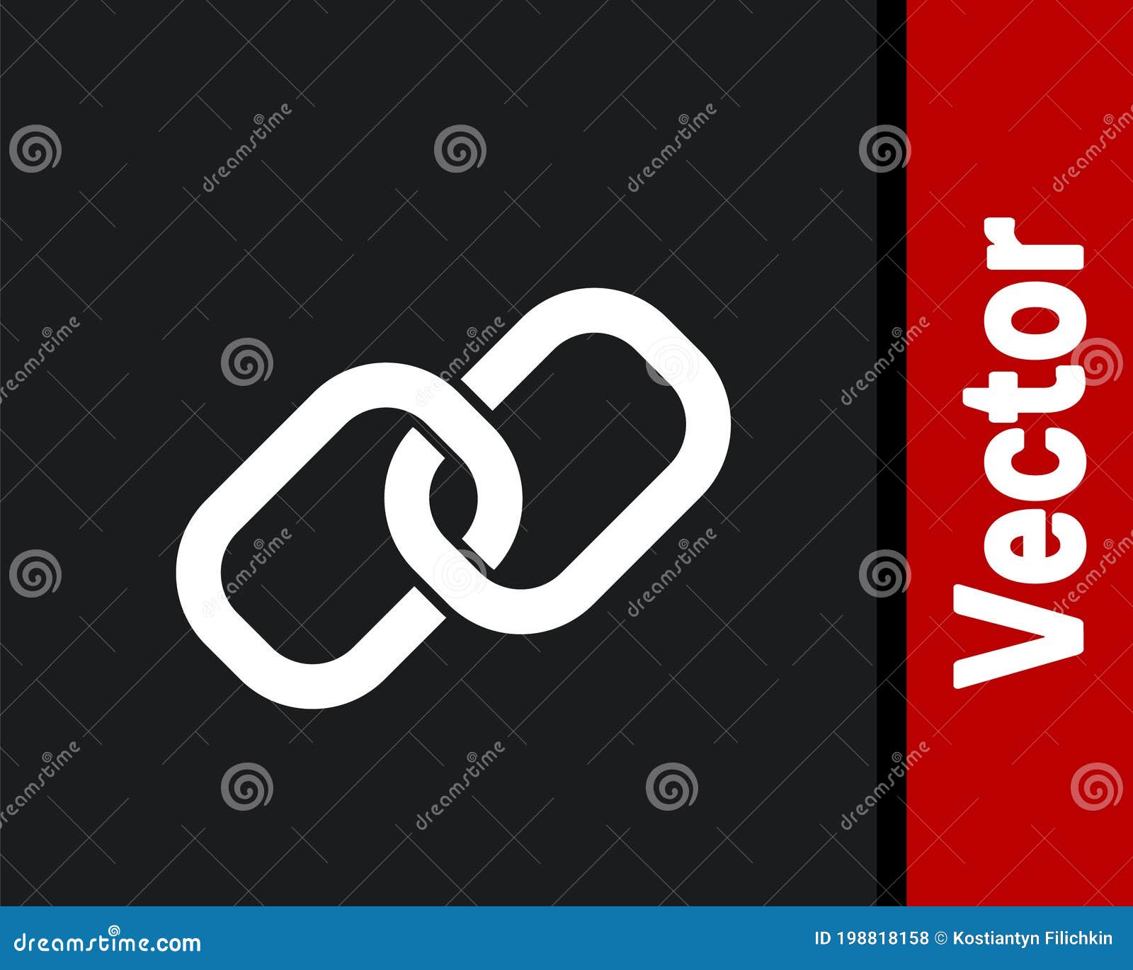 White Chain Link Icon Isolated on Black Background. Link Single ...